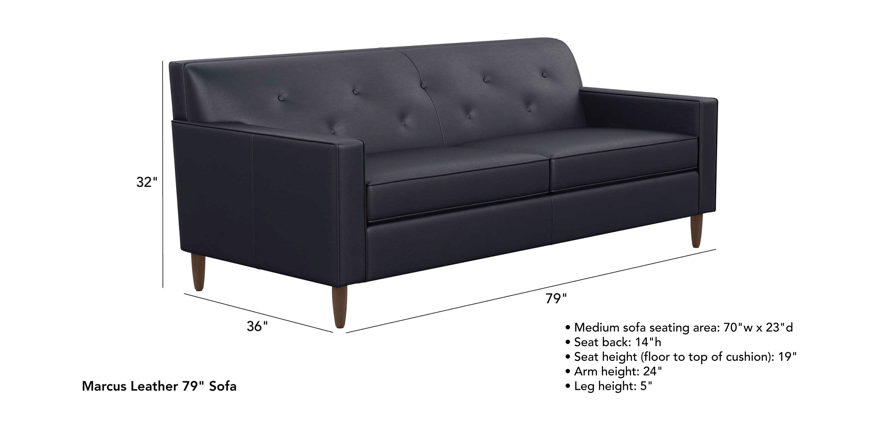 Marcus Leather-Upholstered Modern Track-Arm Sofa | Ethan Allen