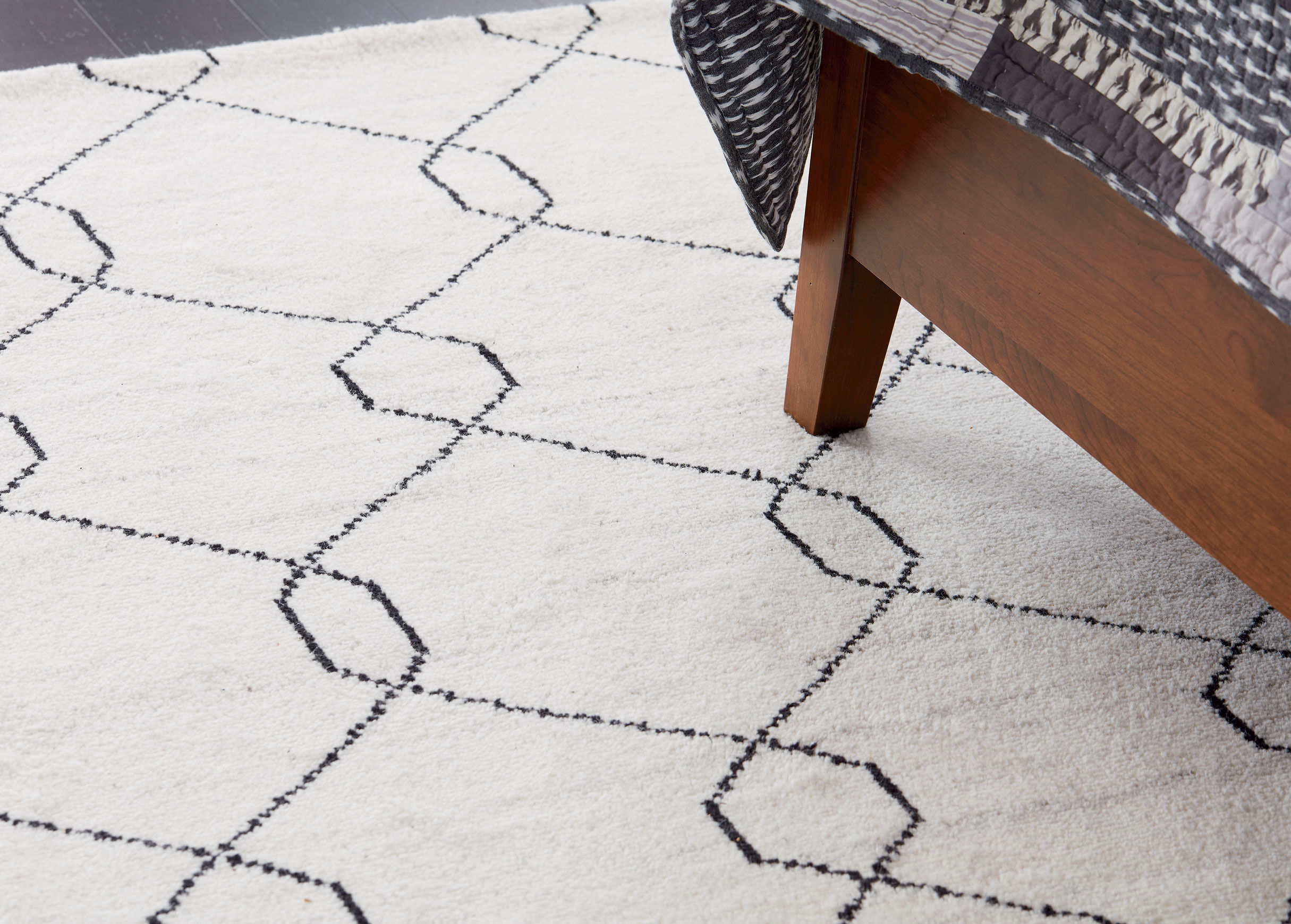 Tulu Trellis Rug, Natural/Black | Geometric & Striped Rugs | Ethan Allen