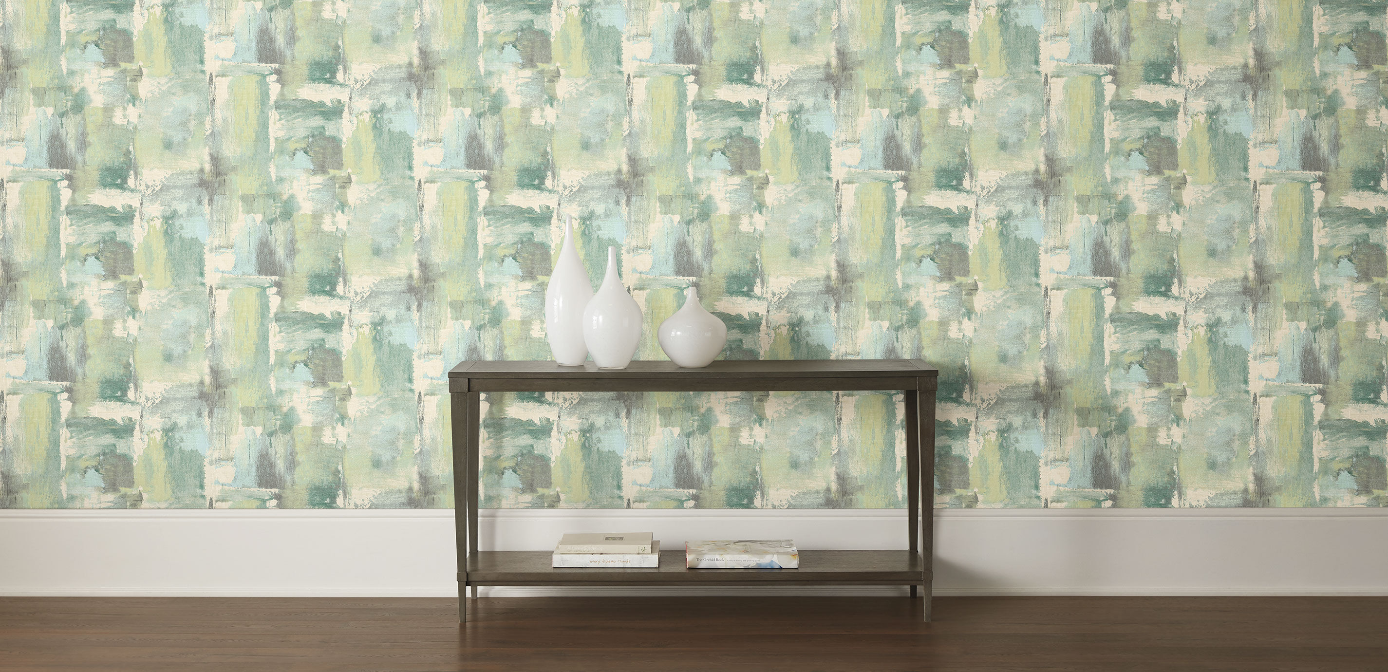 Painterly Abstract Green Wallpaper for Home | Ethan Allen