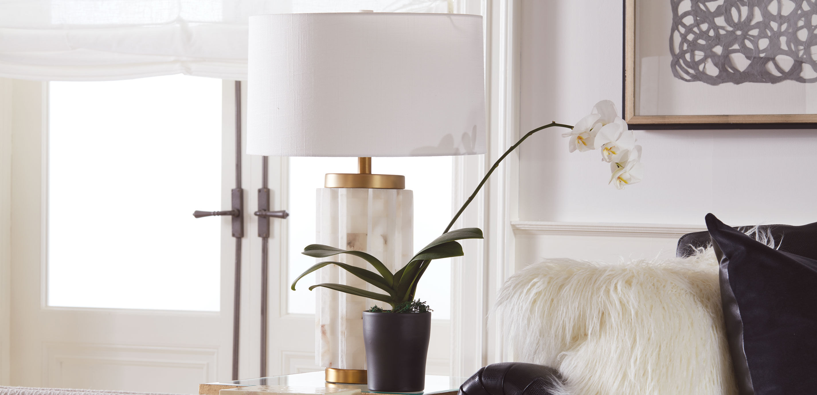 Farida Carved Iron and Alabaster Table Lamp | Ethan Allen Lamps | Ethan ...