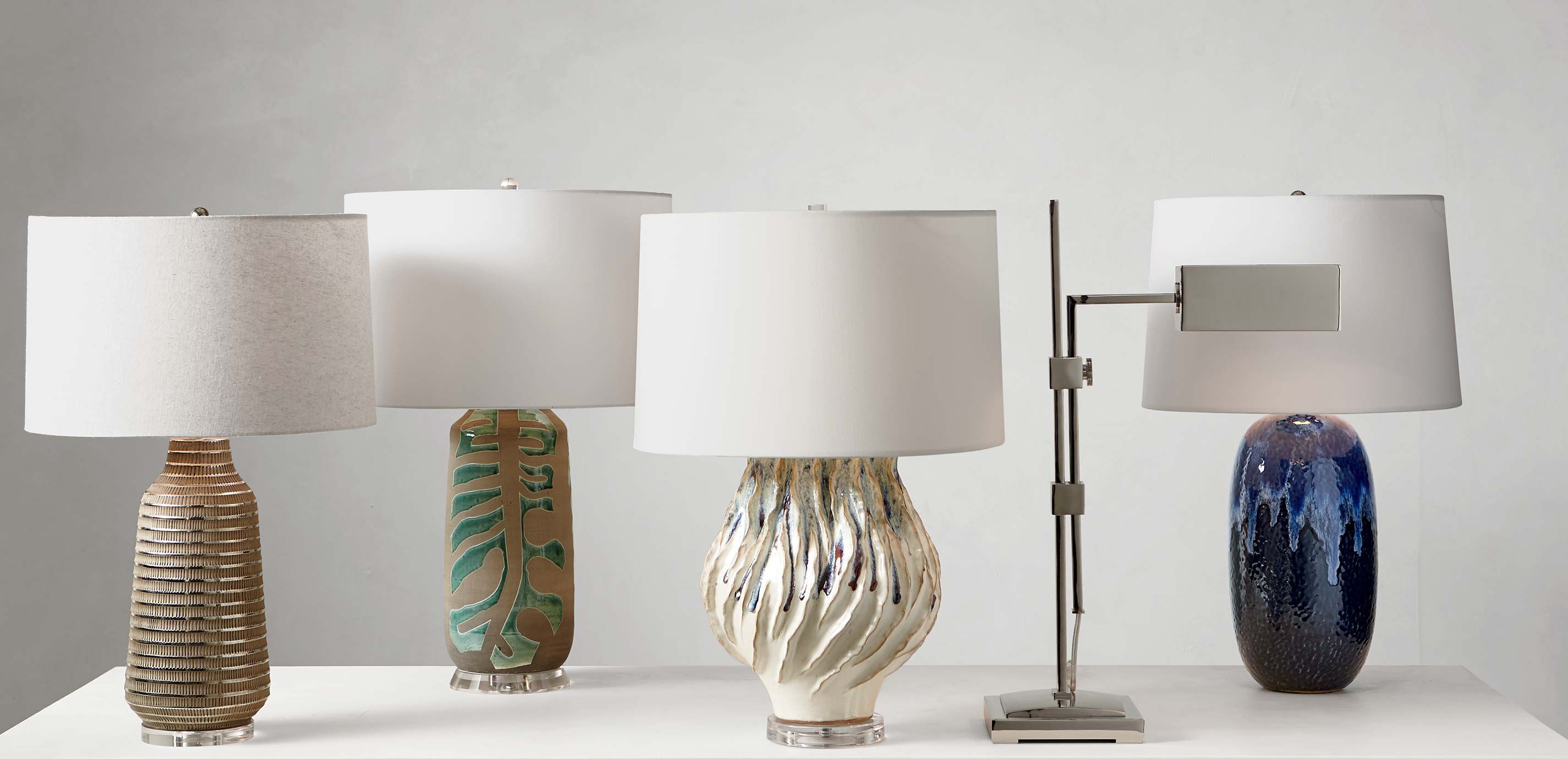 Hadlee Sculptural Glazed Dolomite Table Lamp | Ethan Allen