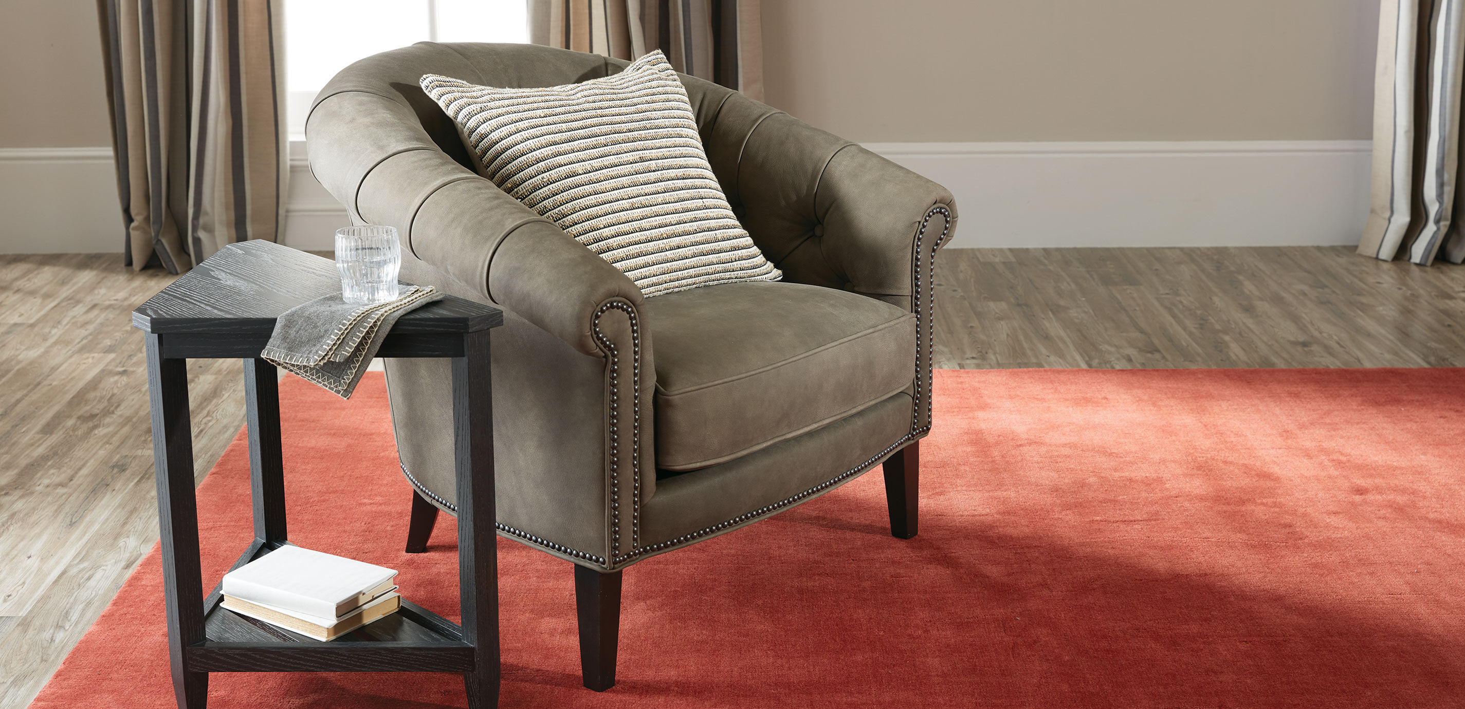 Clyde Leather Stationary Chair | Stationary Seating | Ethan Allen