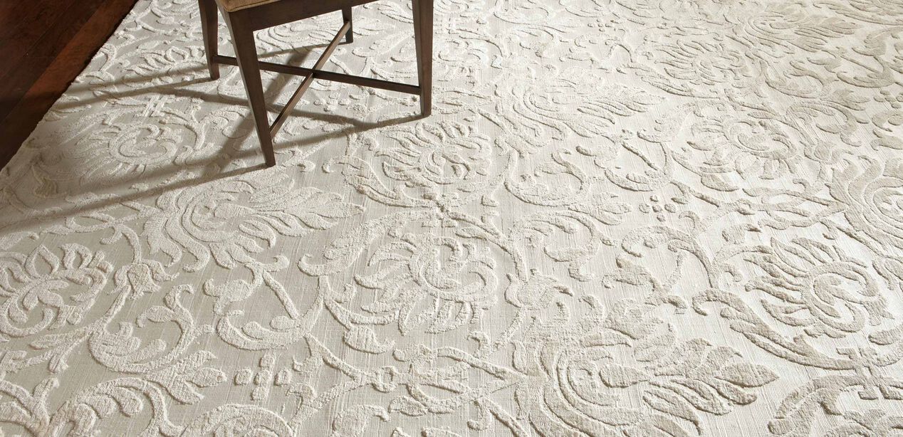 Jacquard Damask Rug, Ivory | Damask & Floral Rugs | Ethan Allen