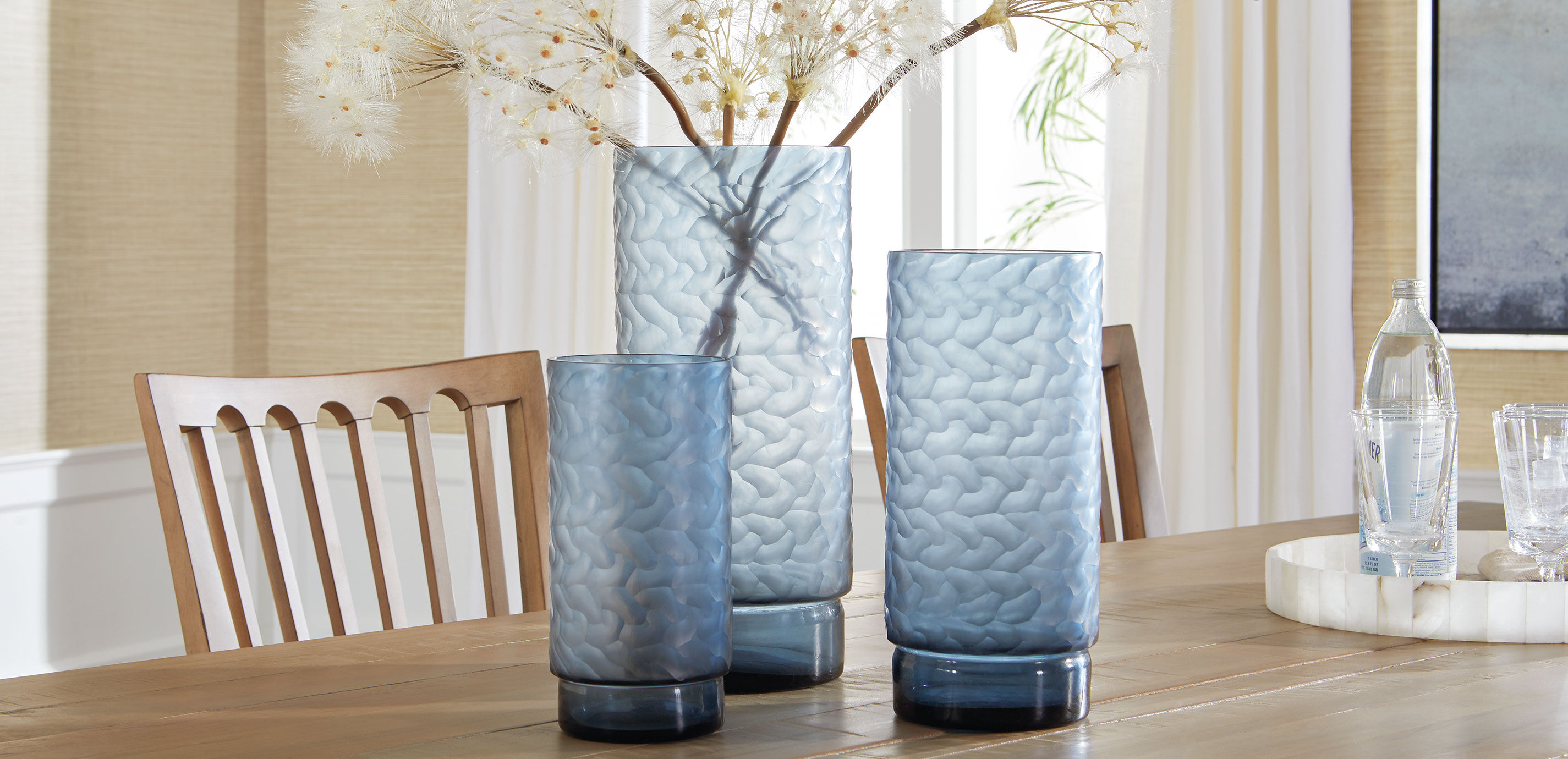 Chelsea Blue Decorative Vase | Dark Blue Glass Vase | Ethan Allen