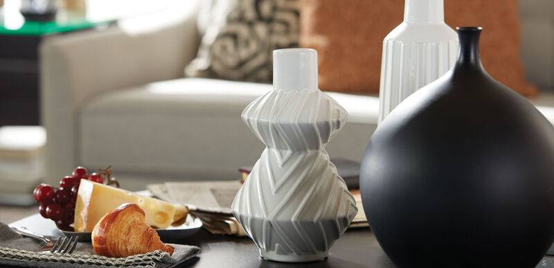 Bailey Ceramic Vases | Ceramic White Vase Set | Ethan Allen