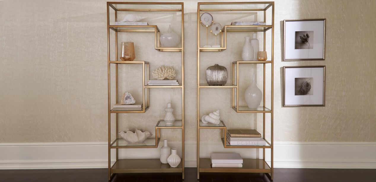 Clarksburg Open Concept Metal and Glass Bookcase | Ethan Allen