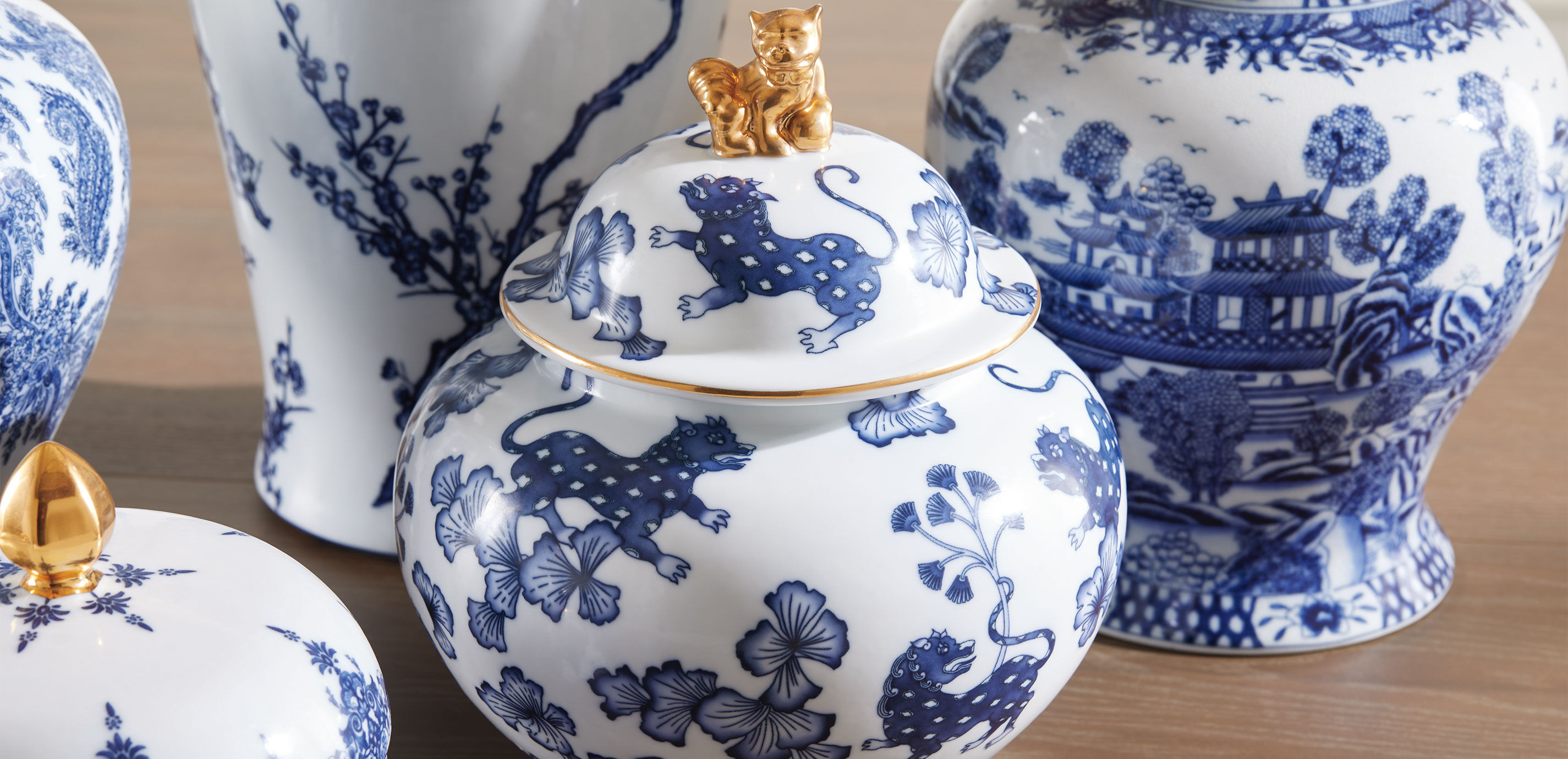 Foo Garden Porcelain Jar | Foo Dog Ginger Jar | Ethan Allen