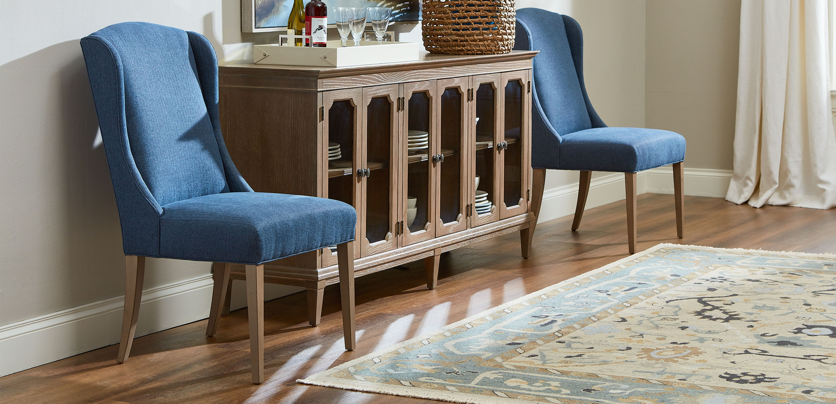 Lenoir Wingback Dining Side Chair in Fabric | Ethan Allen