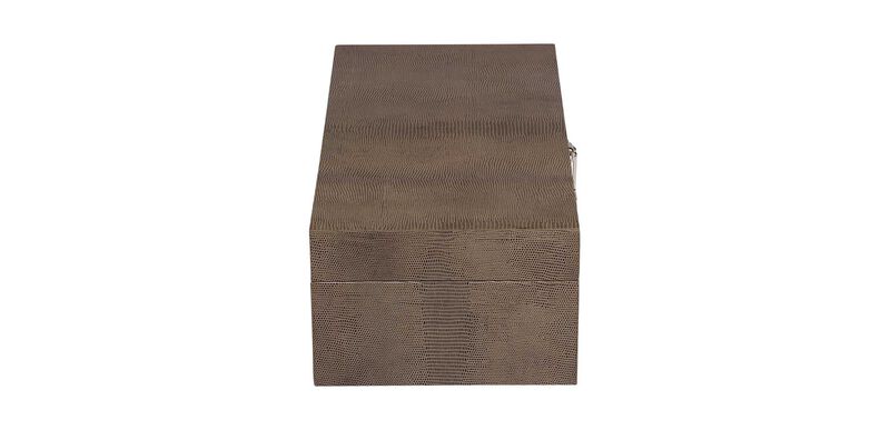 Embossed Leather Taupe Box | Genuine Leather Box | Ethan Allen