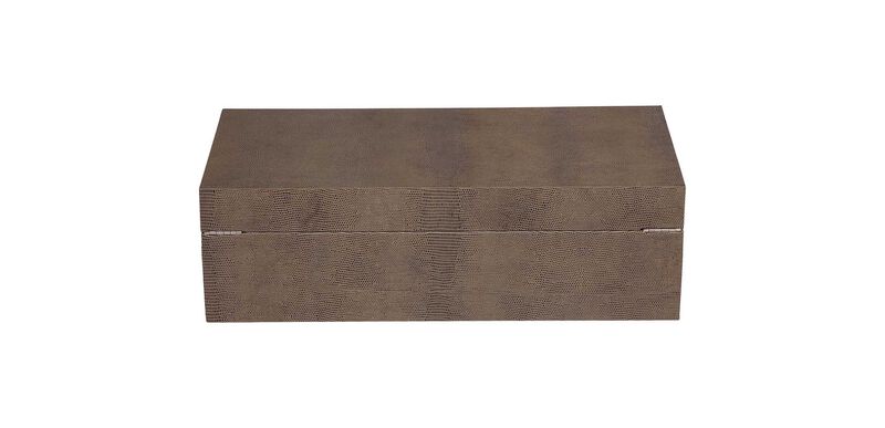 Embossed Leather Taupe Box | Genuine Leather Box | Ethan Allen