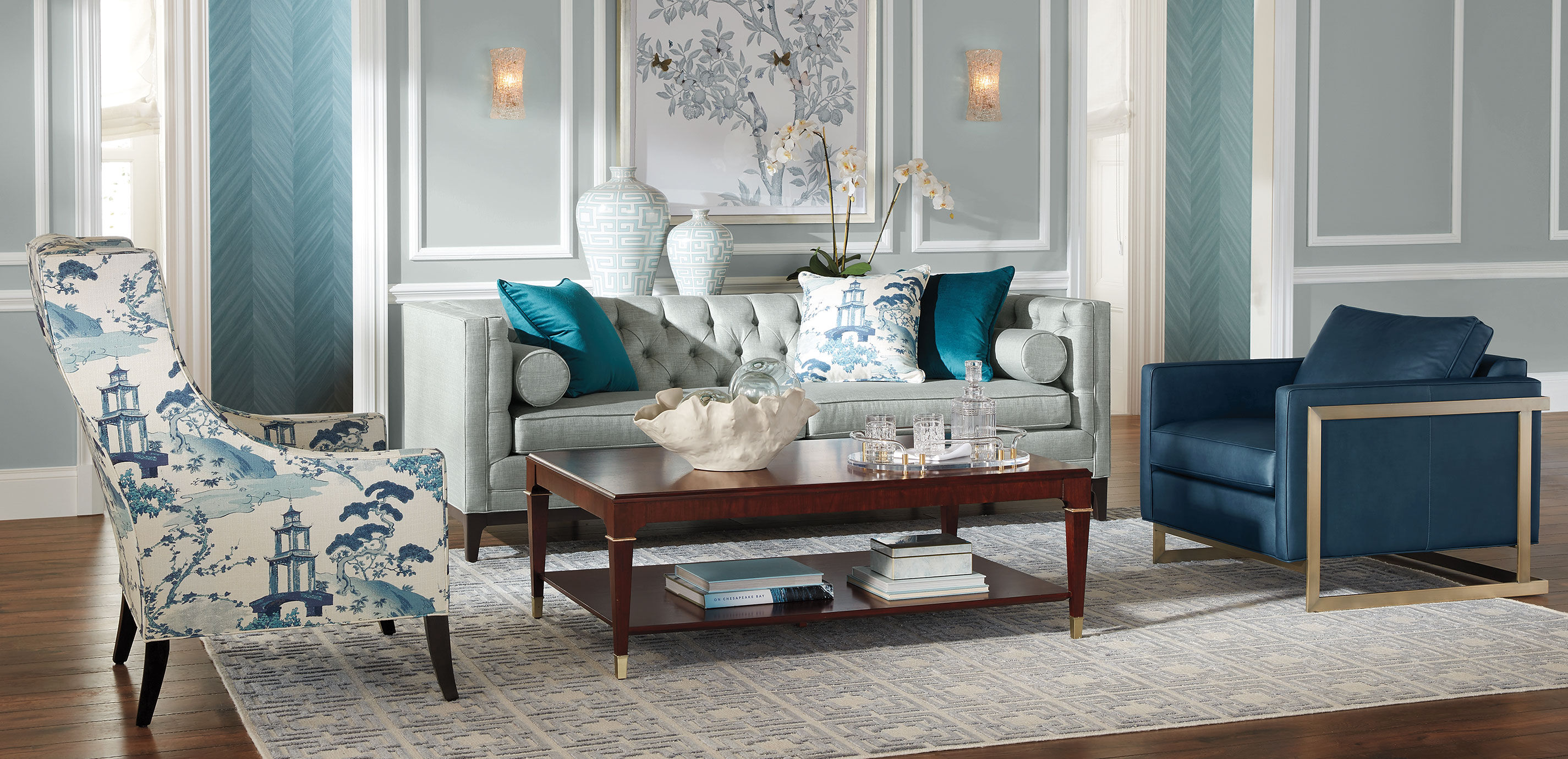 Athena Blue Porcelain Jar | Ethan Allen Decorative Jars | Ethan Allen
