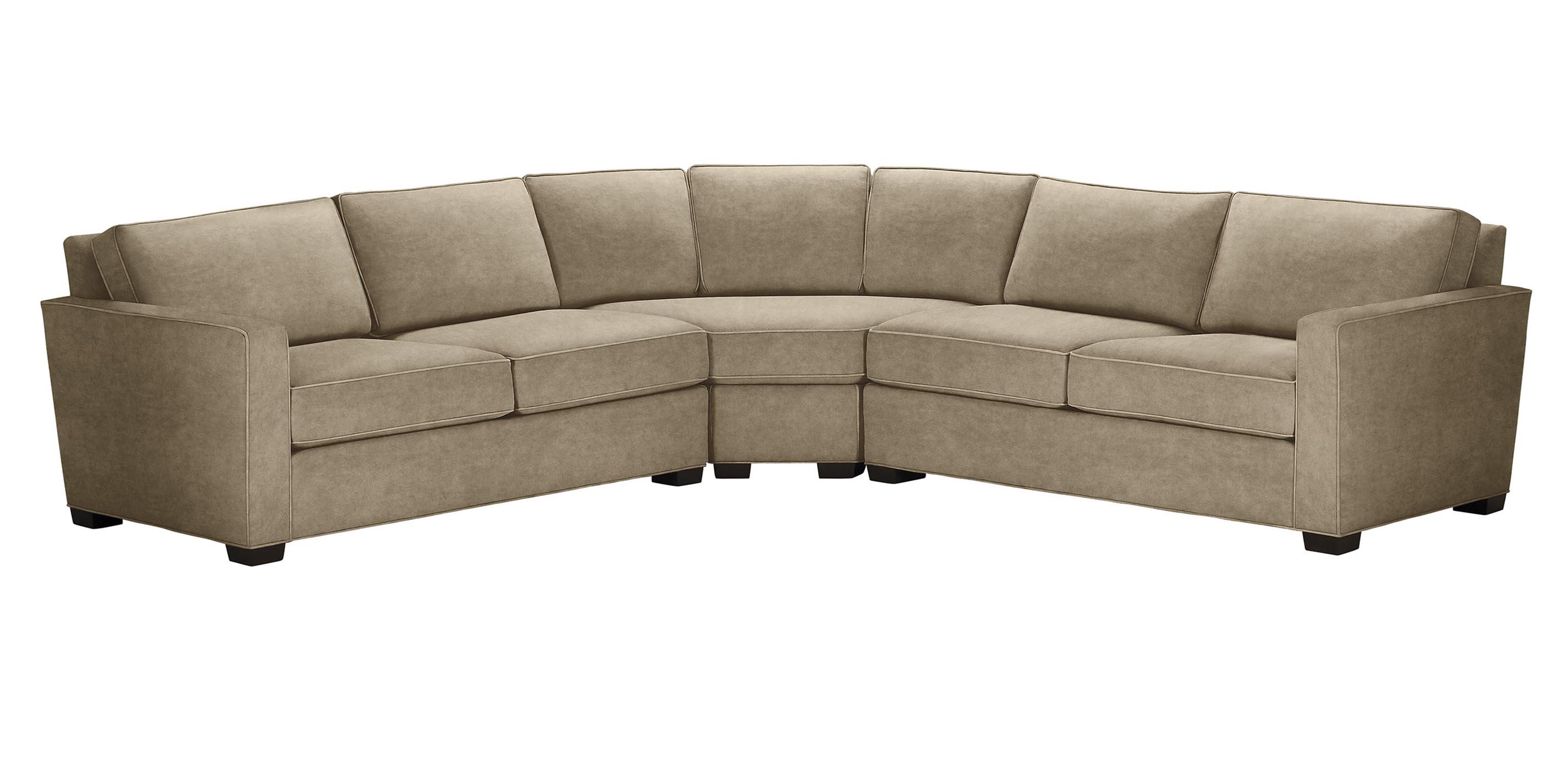 Spencer Track Arm Leather Three Piece Sectional with Curved Wedge