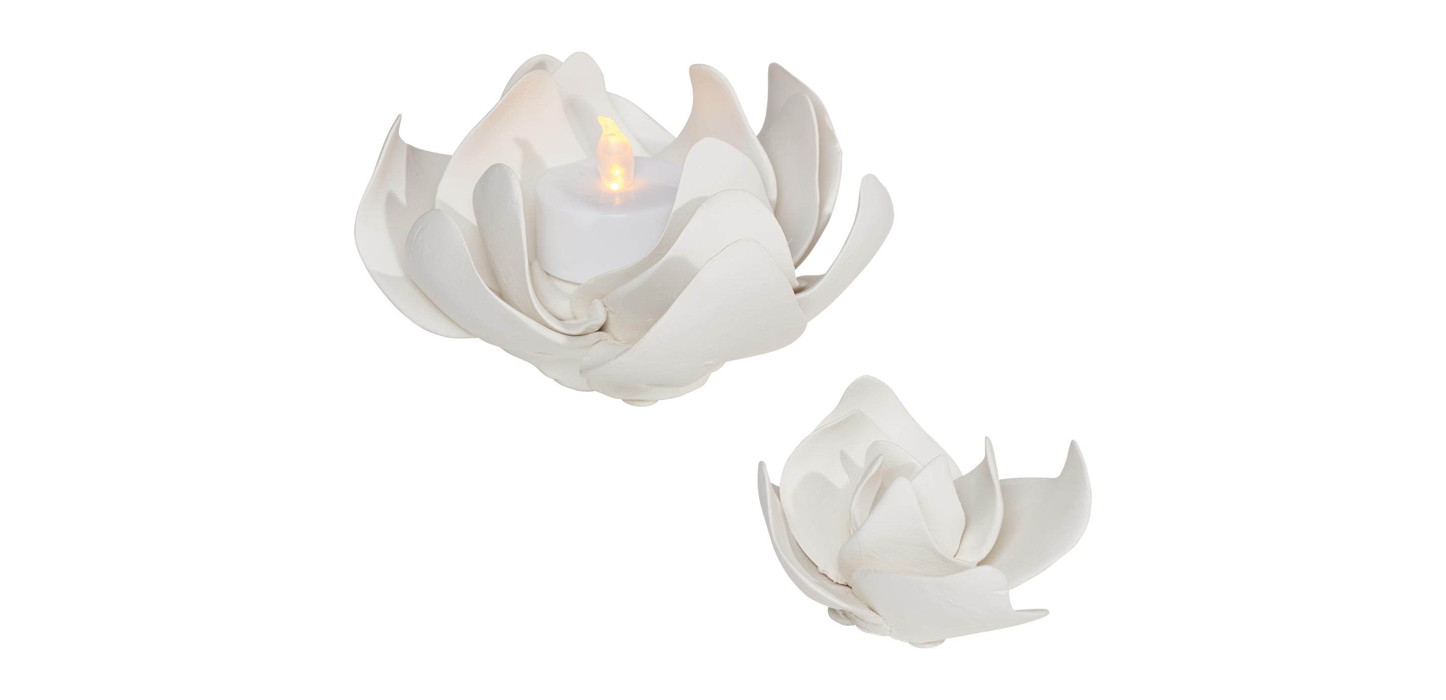 Lotus Ceramic Tealight Holders | Candleholders | Ethan Allen