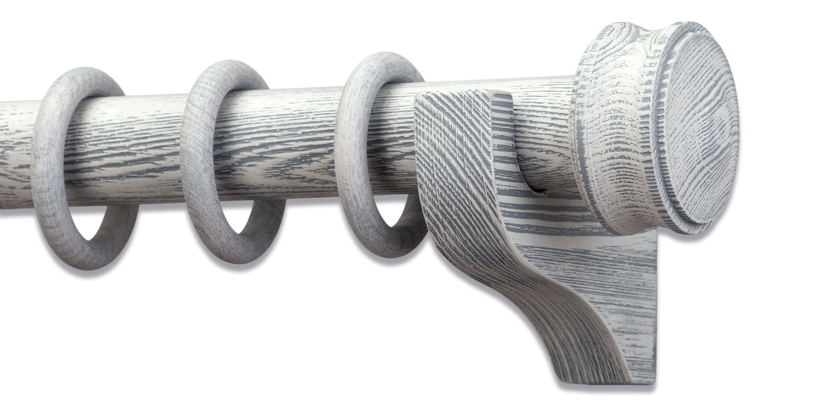 Distressed Wood Drapery Hardware Set with Cuffed End Cap | Ethan Allen