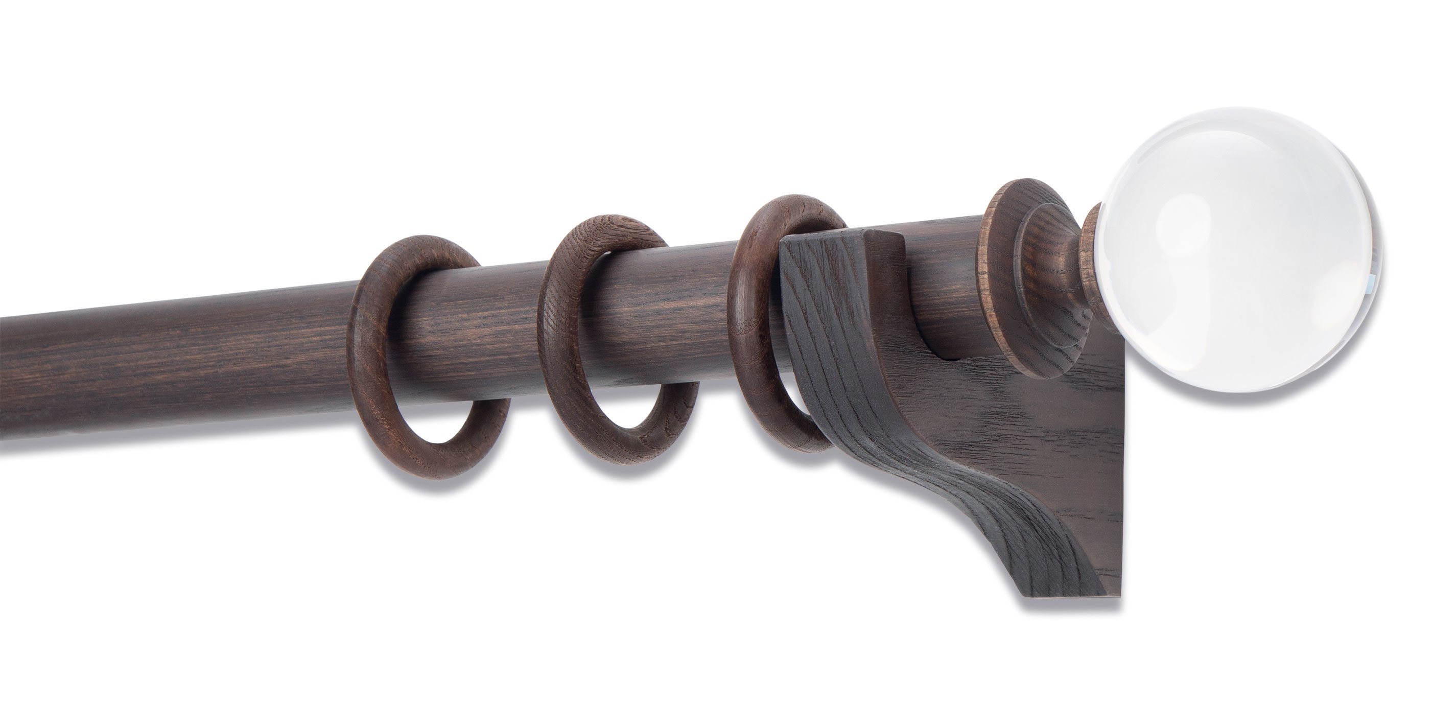 Distressed Wood Drapery Hardware Set with Acrylic Ball Finial | Ethan Allen