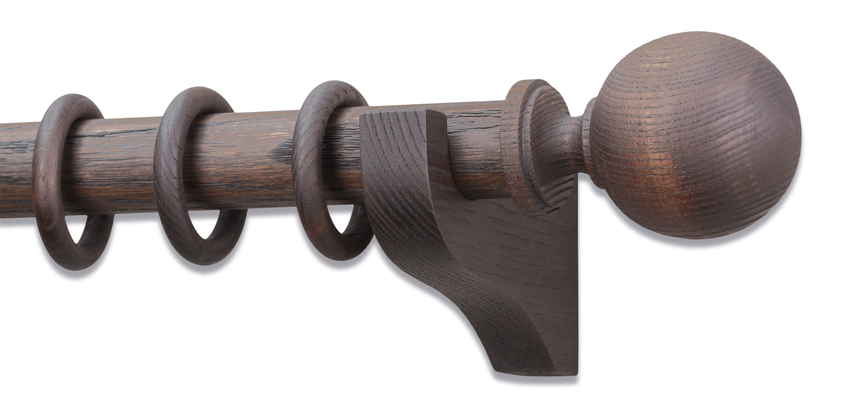 Distressed Wood Drapery Hardware Set with Ball Finial | Ethan Allen
