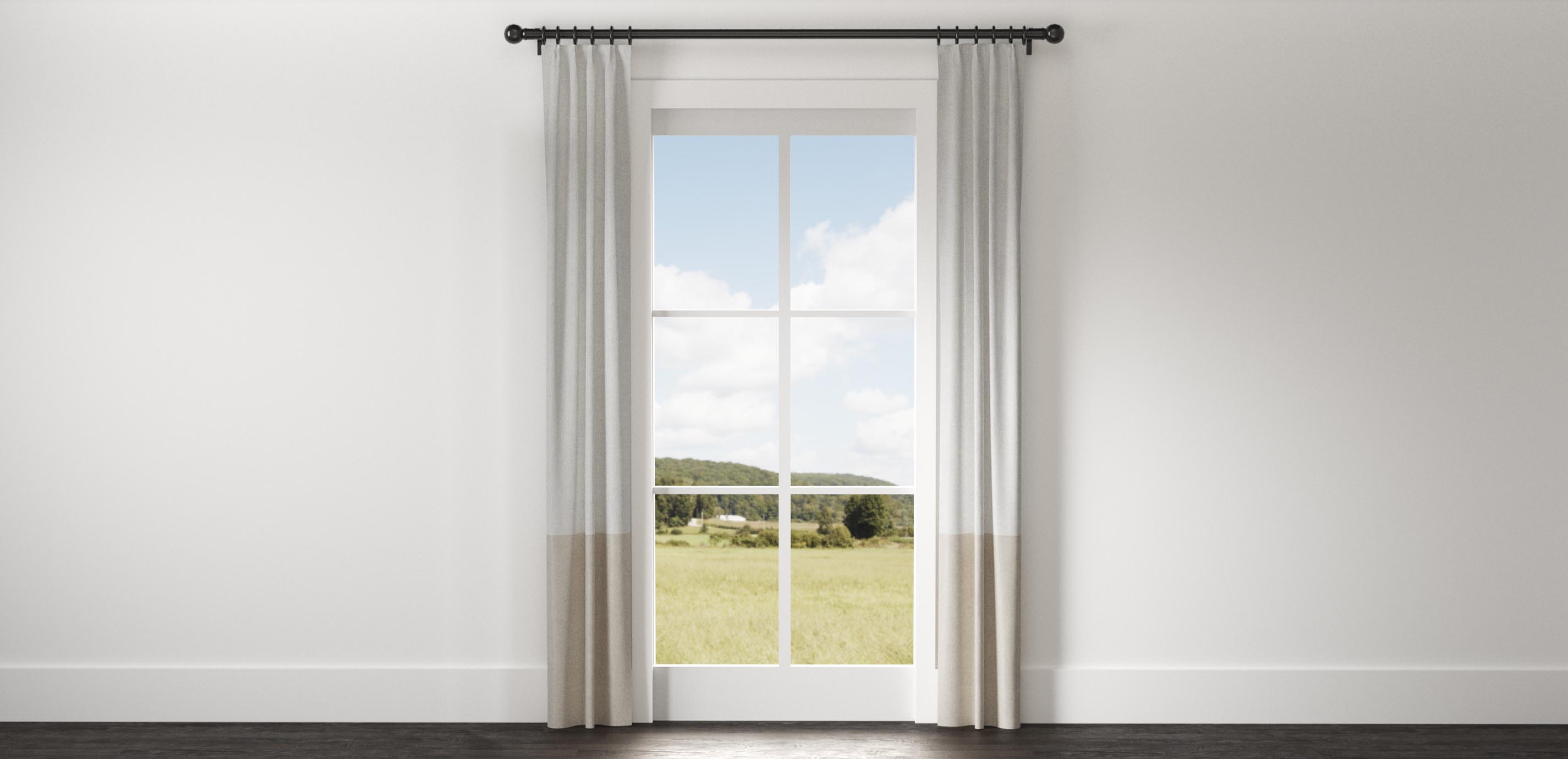 Sayre Washed Linen Drapery Panel with Trim Border | Custom Linen Drapes ...