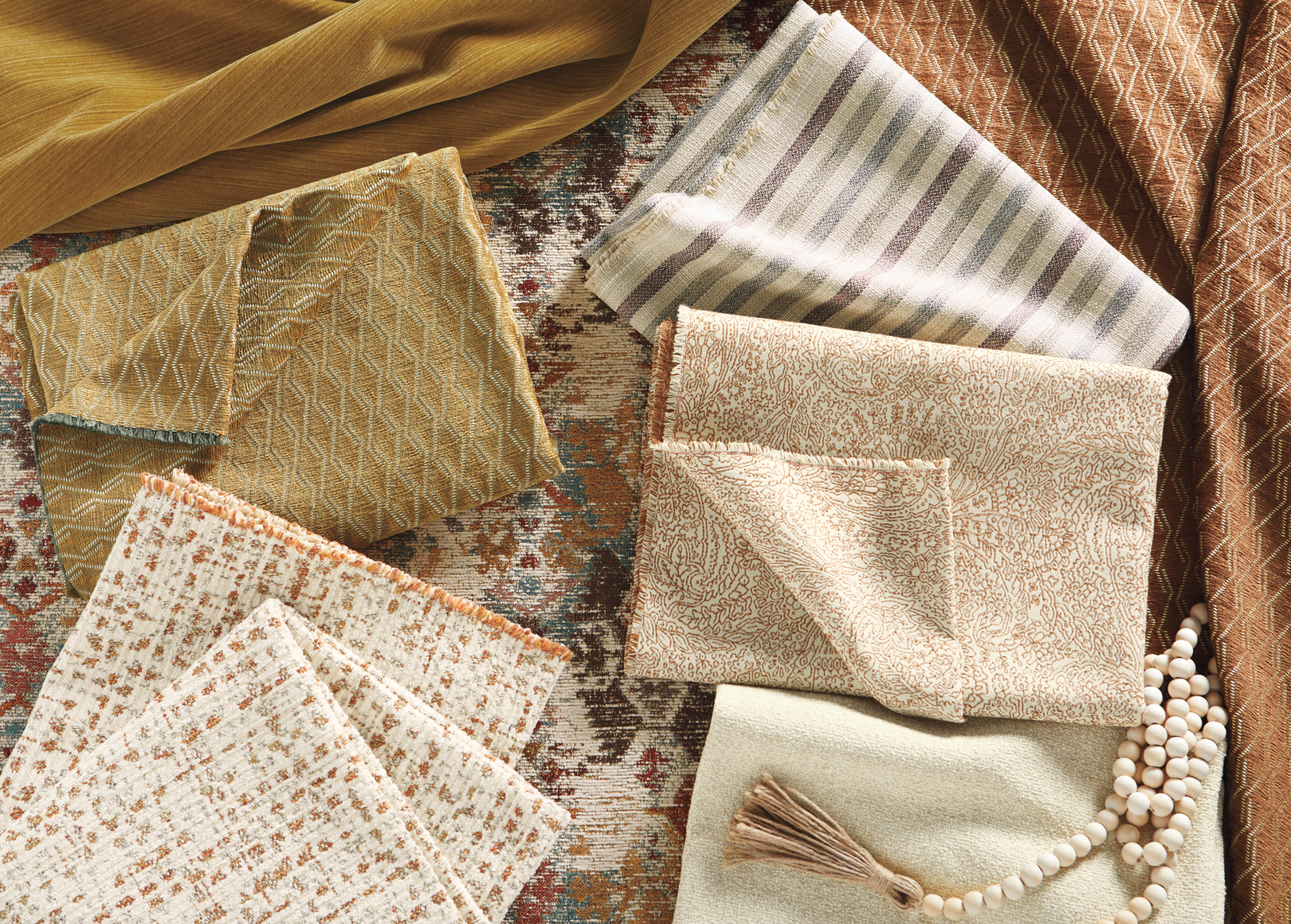 Modern Spice Mix & Match Fabric—Orange, Gold & Cream | Ethan Allen